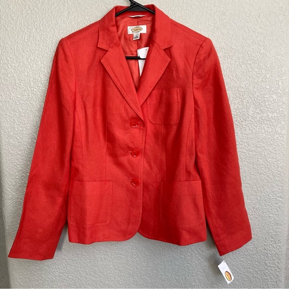 Talbots | Jackets & Coats | Nwt Talbots Red Irish Linen Blazer Jacket 4 ...